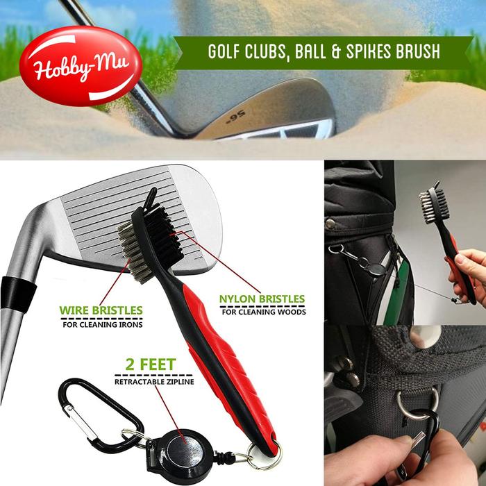 Jual Double Sided Golf Club Brush Tool Kit Groove Cleaner Cleaning Tool ...