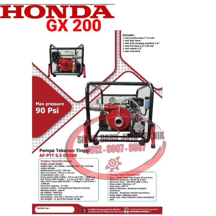 Jual Pompa pemadam Honda GX200 Tekanan tinggi AF-PTT 6.5 GX200 - Jakarta Barat - Sinar Baru Jaya ...