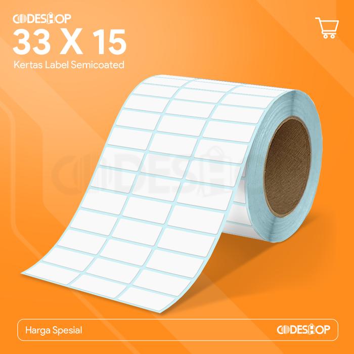 Jual LABEL BARCODE 33 X 15 (3 LINE) KERTAS STICKER LABEL SEMICOATED ...