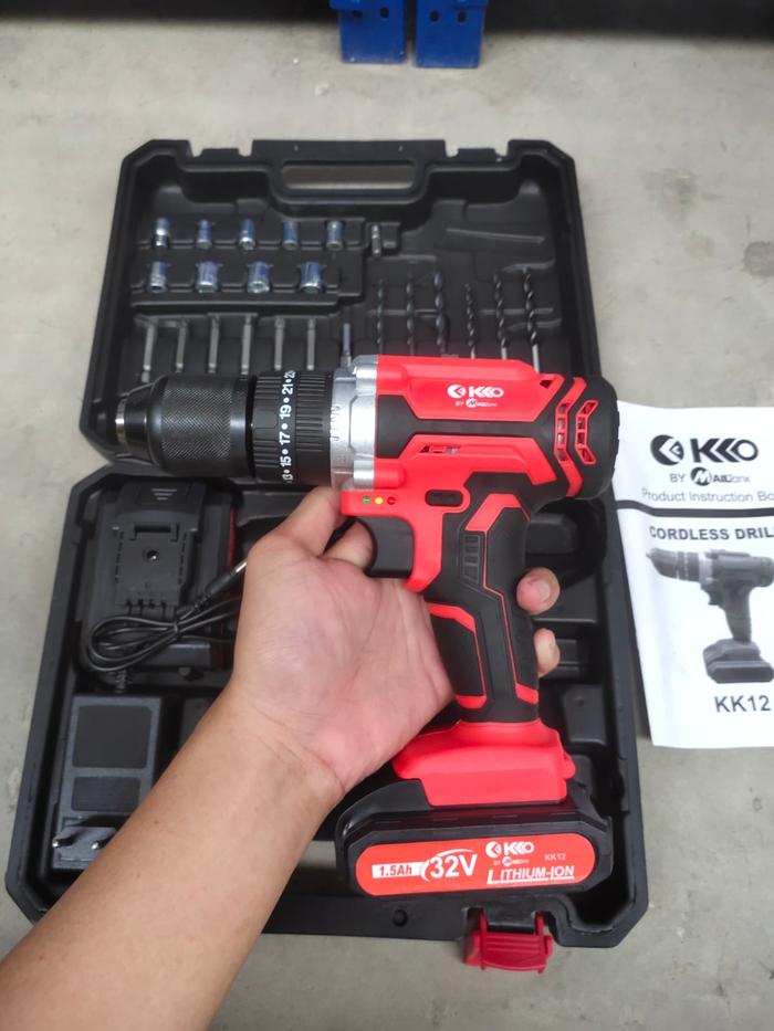 Jual mesin bor Cordless 13mm KKO KK12 Mailtank bor impact drill baterai 32V - Kota Surabaya ...
