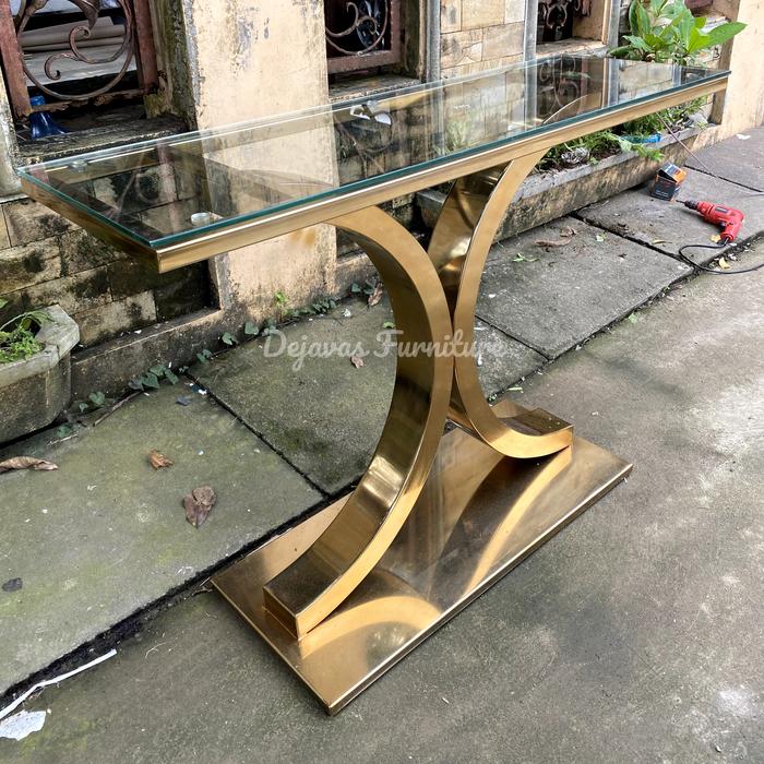 Jual Meja Konsol Stainless Gold Mirror Minimalis - Meja Foyer Minimalis ...
