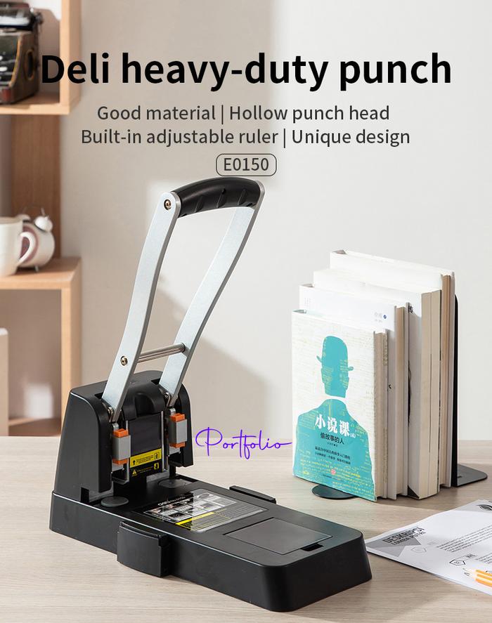 Jual Heavy duty punch DELI Pembolong kertas Perforator kapasitas 150 ...