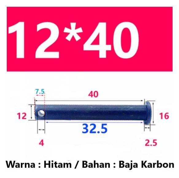 Jual Clevis Pin Shaft Pin T Type Flat Head M12 (M1715F) - 12x40mm ...