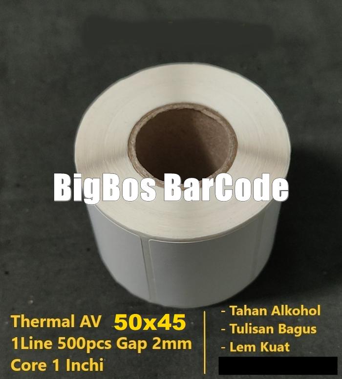 Jual STIKER LABEL THERMAL 50x45 ISI 500 PCS CORE 1 INCH LABEL BARCODE ...