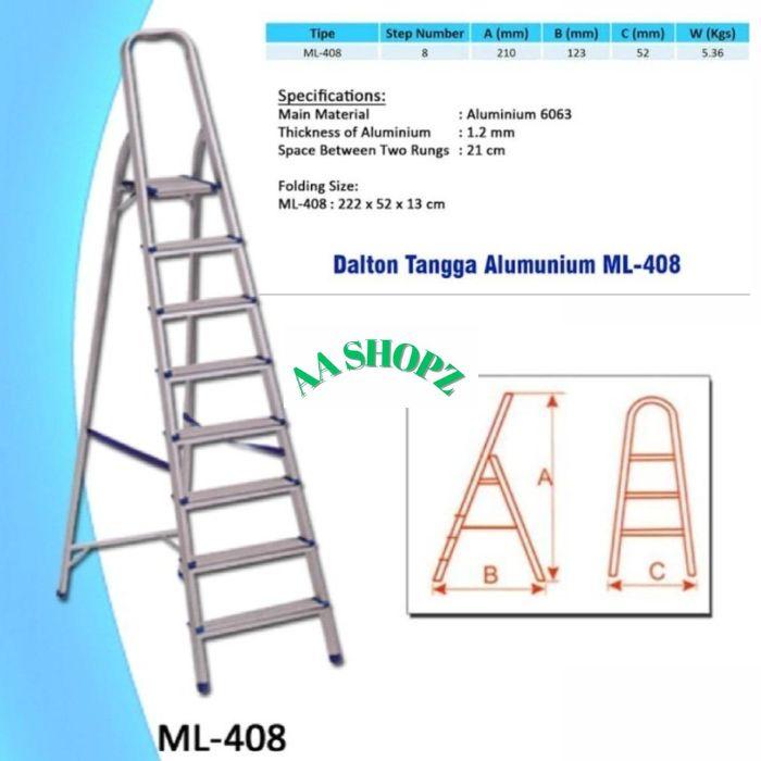 Jual Tangga Alumunium Lipat 8 Step Dalton ML-408 Tangga Lipat 2,1 METER ...