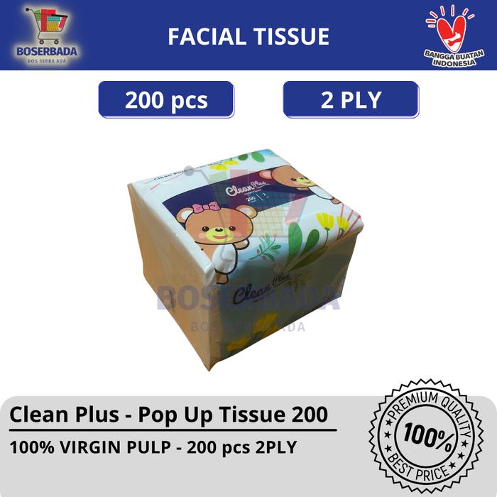 Jual CLEAN PLUS - Tisu Wajah Pop Up / Facial Tissue 200 Sheets (2 Ply ...