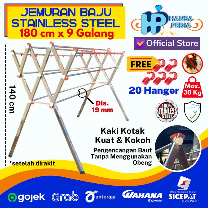 Promo Jemuran Baju JUMBO FULL STAINLESS 180 cm X 9 Palang (1 unit ...