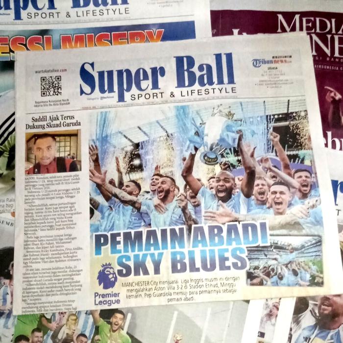 Jual Majalah Koran Bola Superball Manchester City champions 2022 - Kota ...