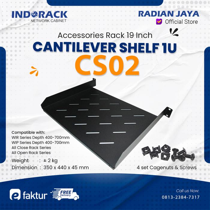 Jual INDORACK 19" Cantilever Shelf 1U, Depth 350mm : CS02 - Hitam - Jakarta Pusat - RADIAN_JAYA ...