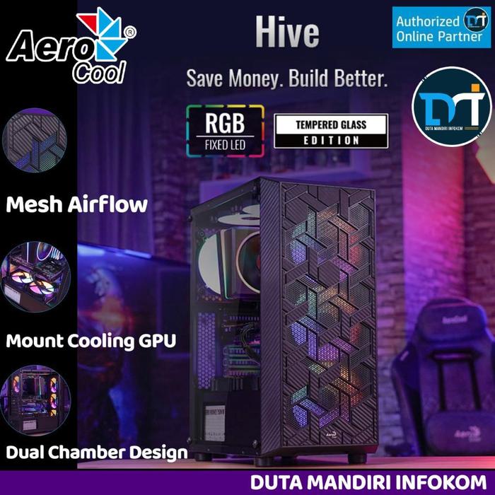 Promo Aerocool HIVE FRGB V2 - Tempered Glass Mid-Tower ATX Gaming Case ...