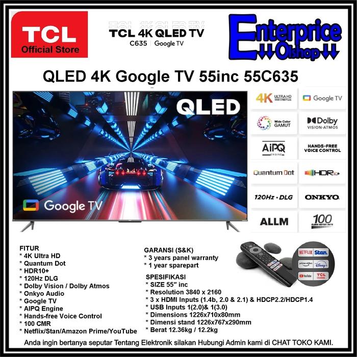 Jual TCL 55C635 QLED 4K Google TV 55inc / 55 C635 / 55-C635 - Jakarta Utara - Enterprice Olshop ...