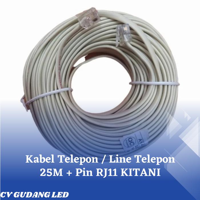 Jual Kabel Telepon / Line Telepon 25 meter + Pin RJ11 Kitani - Kab ...