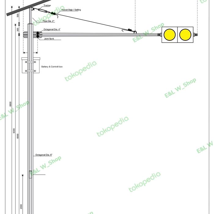 Jual TIANG OKTAGONAL WARNING/TRAFFIC LIGHT SOLAR CELL 6 7 9 Meter ...