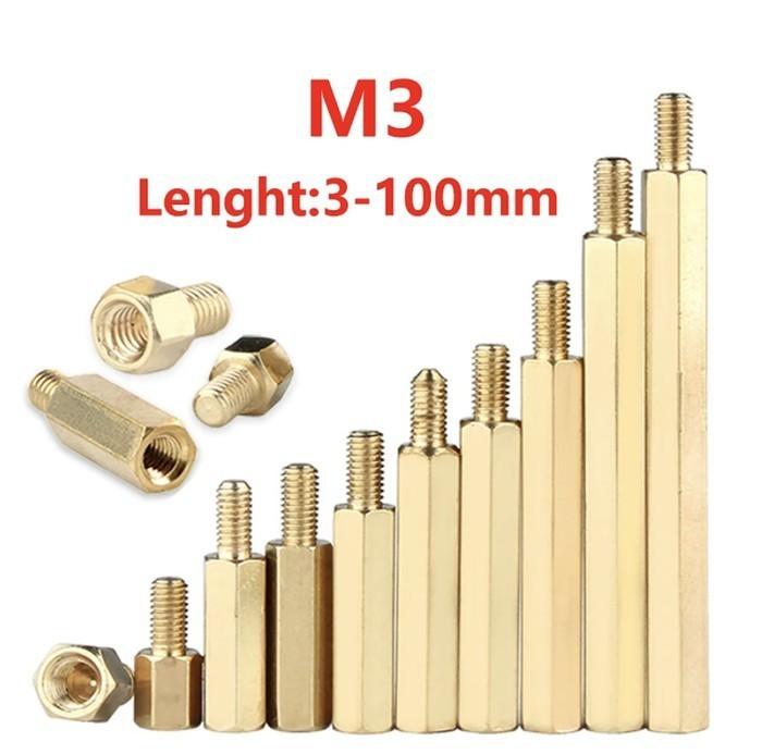 Jual Spacer kuningan M3x15+6 MF Standoff Baut Pilar PCB 15mm 15 mm 1 ...