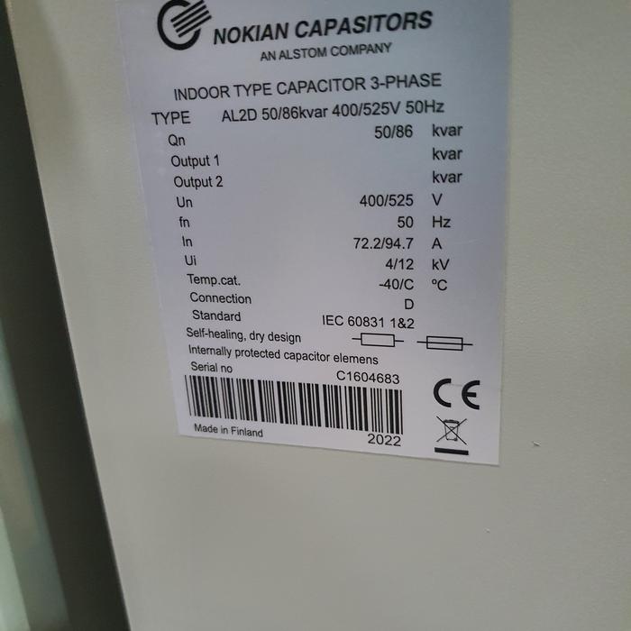 Jual nokian capacitor. 3pas. AL2D 50/86kvar 400/525v 50HZ. - Jakarta Pusat - aulia electrick ...