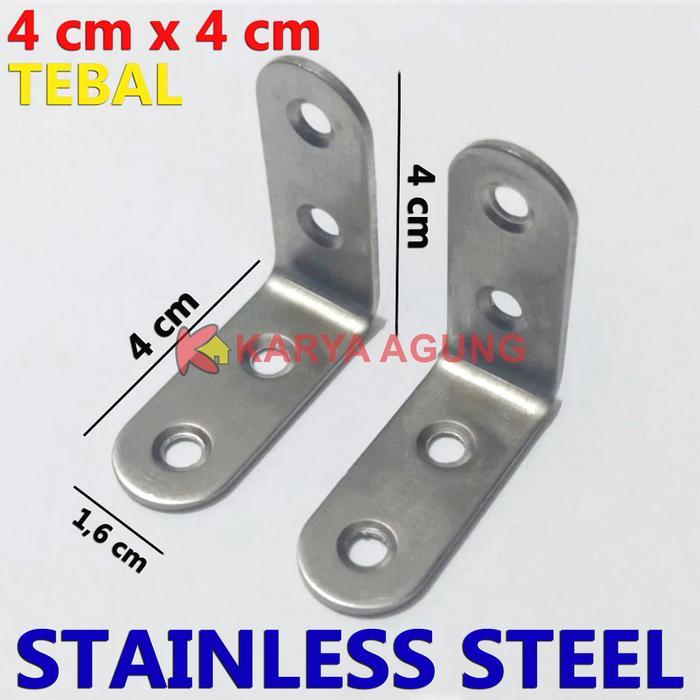Jual Siku Oval STAINLESS STEEL 4 x 4 cm TEBAL / Siku L Kecil 4x4 40 x ...