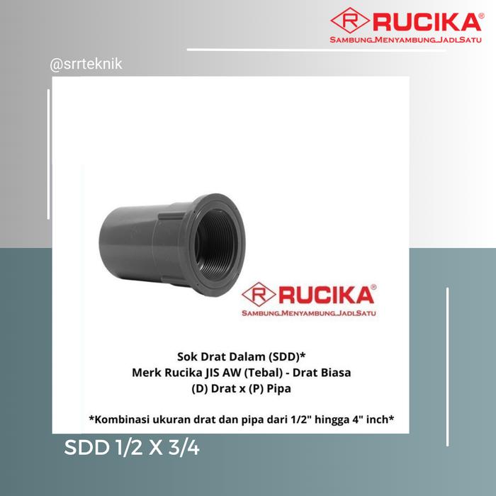 Jual Sok Drat Dalam (SDD) PVC Rucika Drat x Pipa 1/2 X 3/4" inch - Kab ...