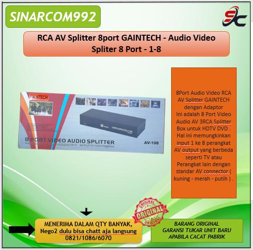 Jual RCA AV Splitter 8port GAINTECH - Audio Video Spliter 8 Port - 1-8 ...