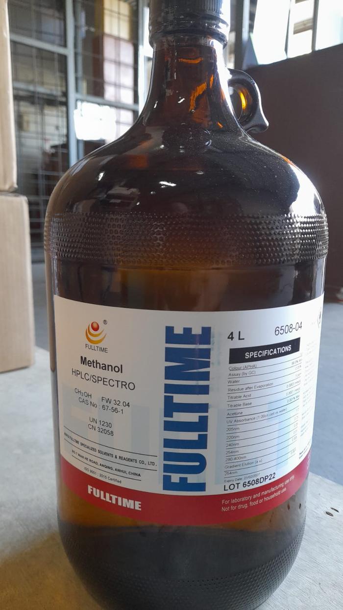 Jual Methanol HPLC grade cap 4 Liter FULLTIME 6508-04 Metanol - Jakarta ...