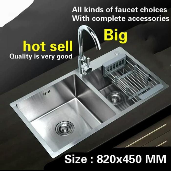 Jual Meja Kitchen Sink Portable 8245 Stainless 2 lobang / Meja kaki ...