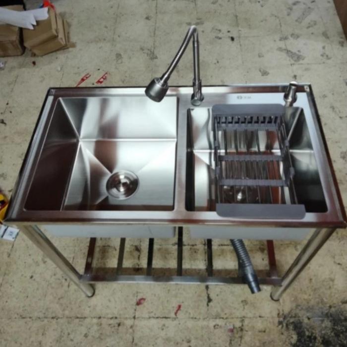 Jual Meja Kitchen Sink Portable 8245 Stainless 2 lobang / Meja kaki ...