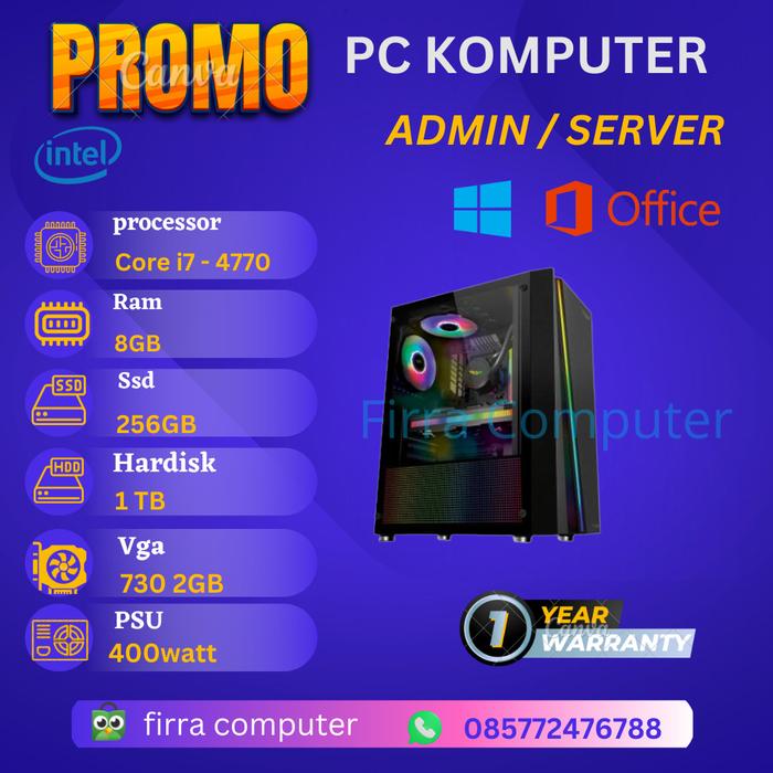 Jual PC RAKITAN SERVER CORE I7 4770 RAM 8GB SSD 128GB HDD 1TB VGA GT 730 - Jakarta Pusat - FIRRA ...
