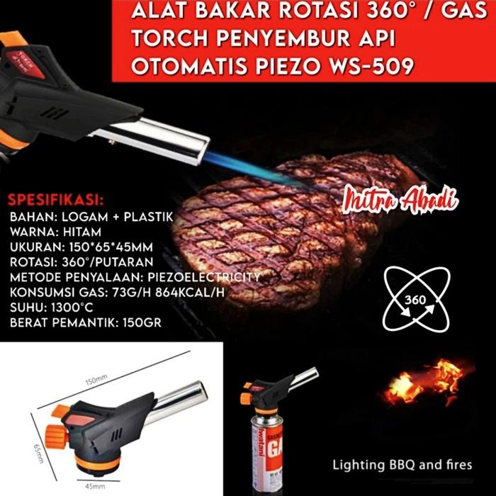 Jual Alat Bakar Rotasi 360°- Gas Torch Penyembur Api Otomatis Piezo WS ...