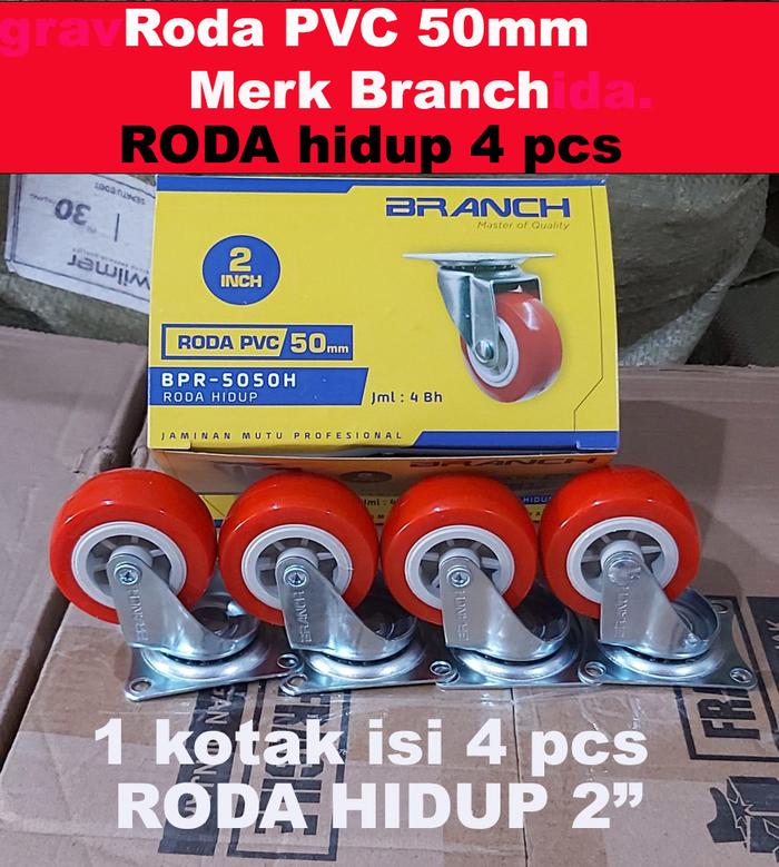 Jual Roda hidup 4 pcs pvc 2 Inch 50mm merk Branch Roda Etalase Roda ...