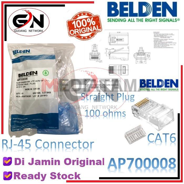 Jual Belden RJ45 Connector Cat.6 (Konektor RJ-45 Cat6 : AP700008 ...