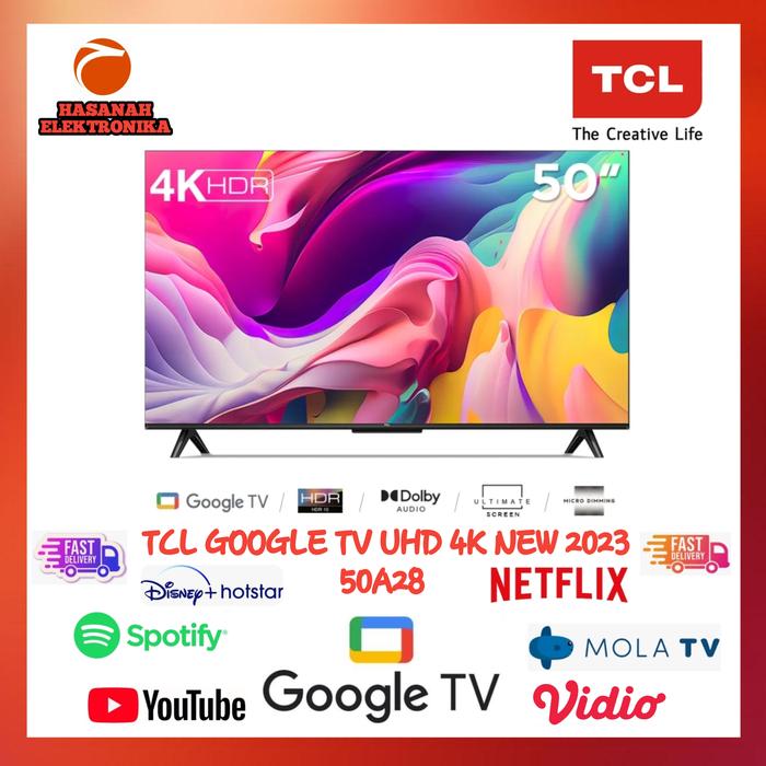Jual TCL 50A28 GOOGLE TV UHD 4K ANDROID SMART TV 50 INCH NEW 2023 ...