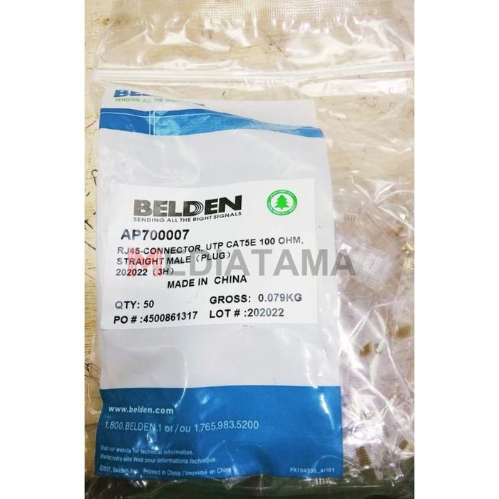 Jual Belden Connector RJ45 Cat5 Konektor RJ 45 AP700007 ORIGINAL isi 50 ...