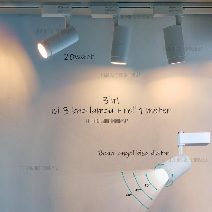 Jual Lampu sorot rell led 20w spotlight 15 derajat 45° 60° focus lebar ...