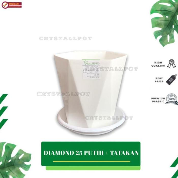 Jual sale POT BUNGA TANAMAN TINGGI TABITHA DIAMOND 25 PUTIH + TATAKAN ...