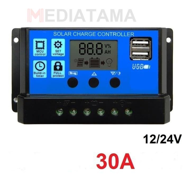Jual PWM Solar Charger Controller SCC 30A 12V 24V Tenaga Surya 12V 24V ...