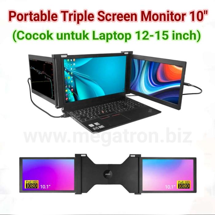 Jual Portable Triple Screen Monitor 10 inch (cocok utk laptop 12" - 15 ...