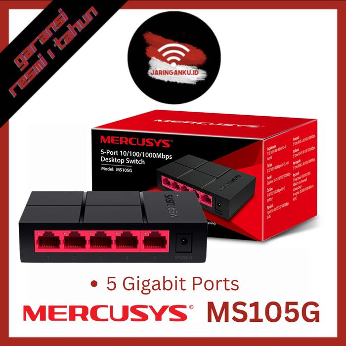 Jual Mercusys MS105G 5-Port 10/100/1000Mbps Desktop Switch Hub ...