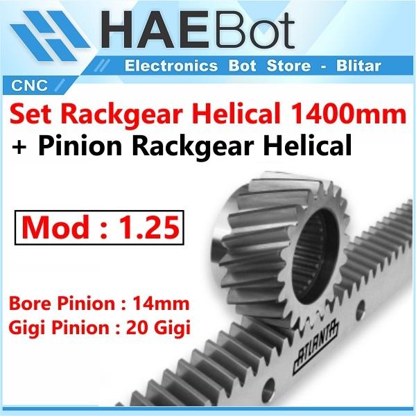Jual [HAEBOT] Set Helical Rack Gear Rackgear 140cm + Pinion Bore 14mm ...