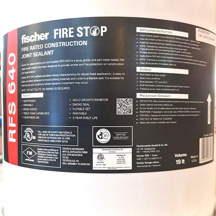 Jual FISCHER RFS 640 FIRE STOP FIRE RATED CONSTRUCTION JOINT SEALANT 19 ...