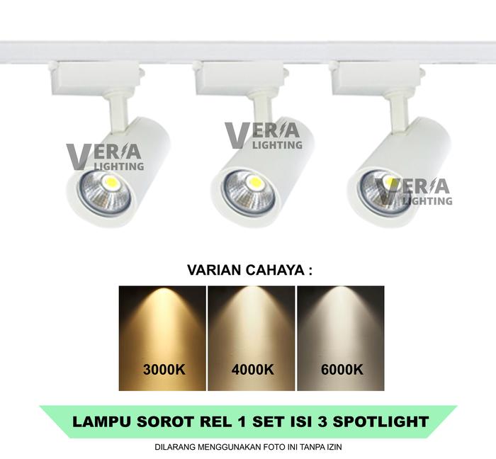 Jual Paket 3 Lampu Sorot Plafon Rel Spotlight Track Rell Dimmable ...