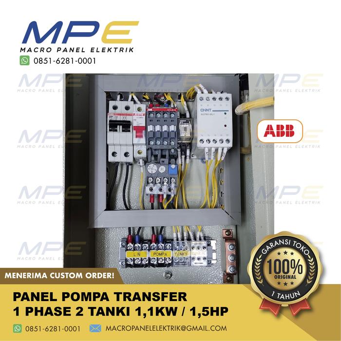 Jual Panel Pompa Transfer 1 Phase 2 Tanki 1,1kW 1,5HP 1Phase 1,1 kW 1,5 ...