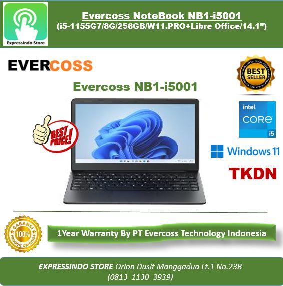 Jual Evercoss NoteBook NB1-i5001 (i5-1155G7/8GB/256GB/W11.PRO+Libre/14. ...