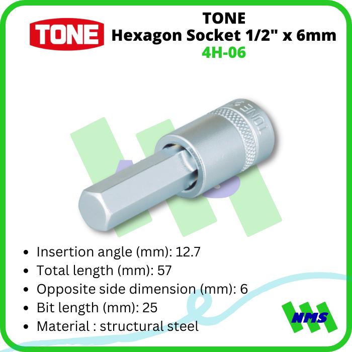 Jual Kunci Socket TONE Hexagon Socket 1/2" x 6mm 4H-06 - Jakarta Barat - nmstools | Tokopedia