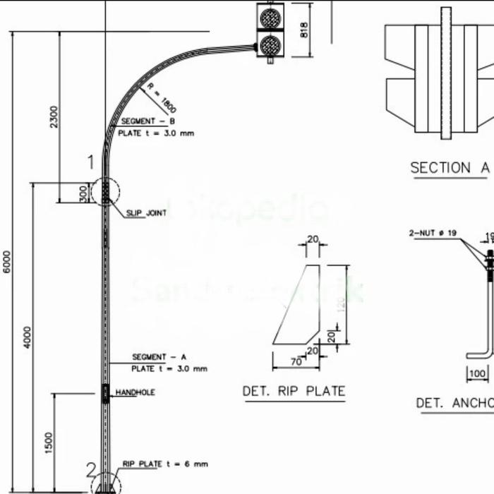 Jual TIANG LAMPU JALAN / WARNING LIGHT 6 M Bulat - Jakarta Pusat - E&L ...