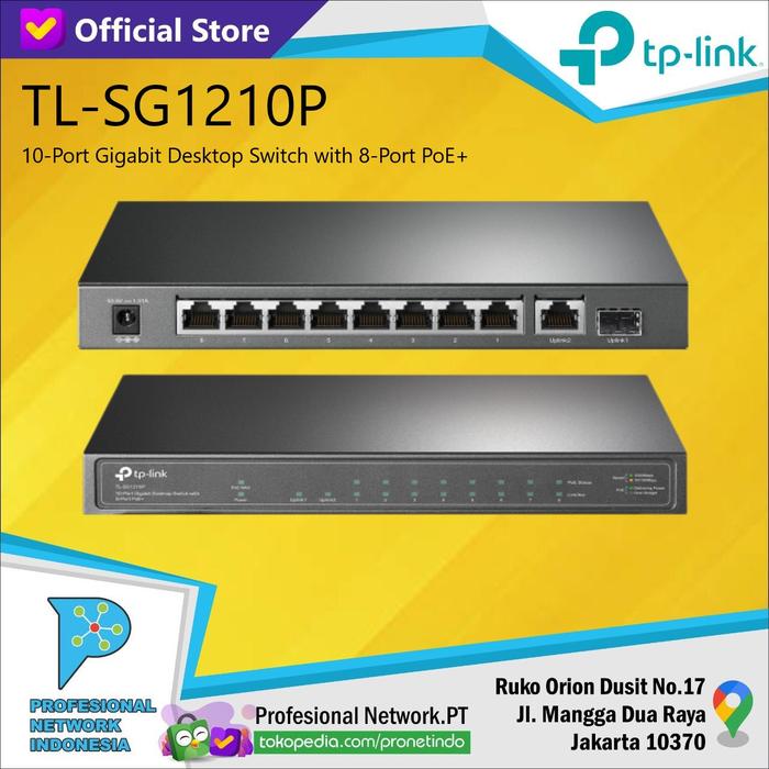 Promo TP-Link TL-SG1210P 10-Port Gigabit Desktop Switch with 8-Port ...