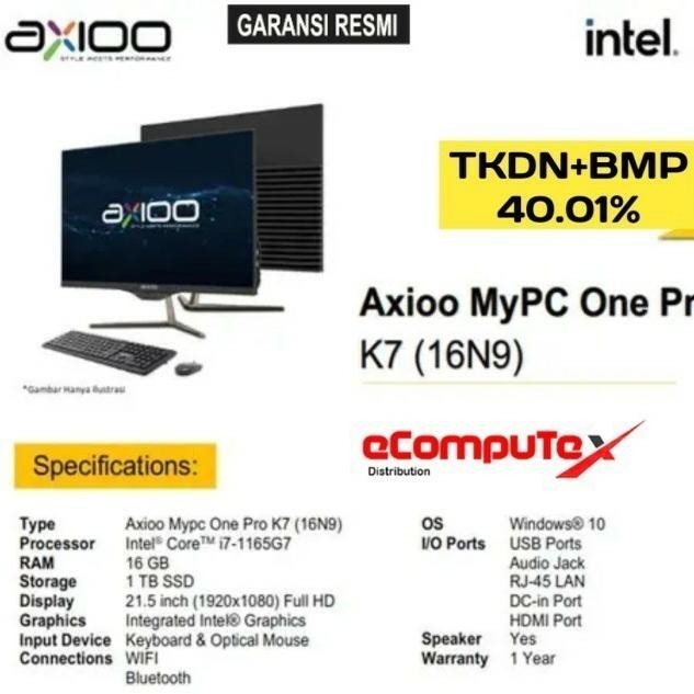 Jual PC AIO AXIOO MYPC ONE PRO K7 (16N9) i7 RAM 16GB 1TB 21.5"HD TKDN RESMI - Kota Makassar ...
