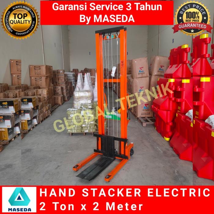 Jual Hand Stacker Electric Hand Lift Elektrik 2 Ton 2 Meter Forklift ...