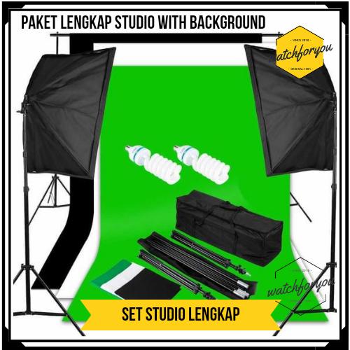 Promo Full Set Background Foto Studio Softbox Lampu Lighting Backdrop ...