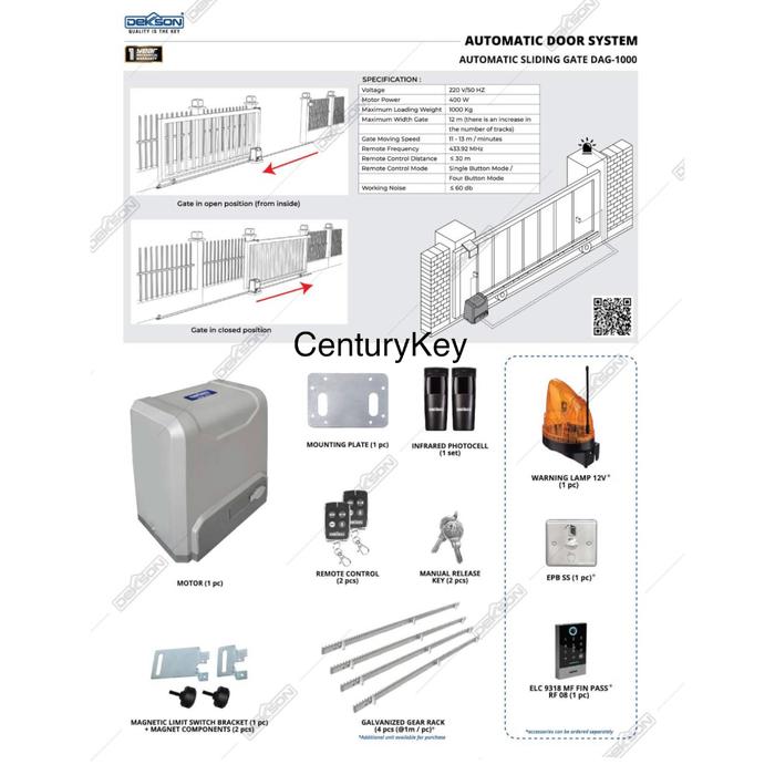 Jual Automatic Sliding Gate Dekkson DAG-1000 Pagar Otomatis DKS ...