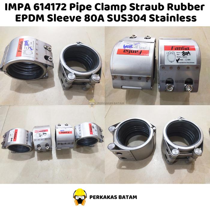 Jual IMPA 614172 Pipe Clamp Straub Rubber EPDM Sleeve 80A SUS304 ...