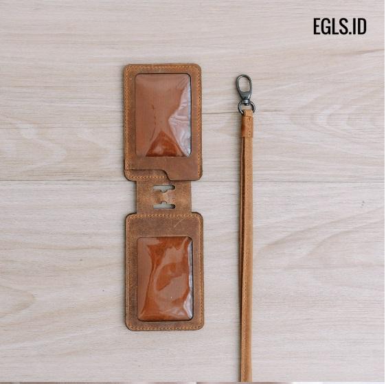 Jual Landyard Sean Id Card Name Tag Kulit Sapi Asli Card Holder Double ...